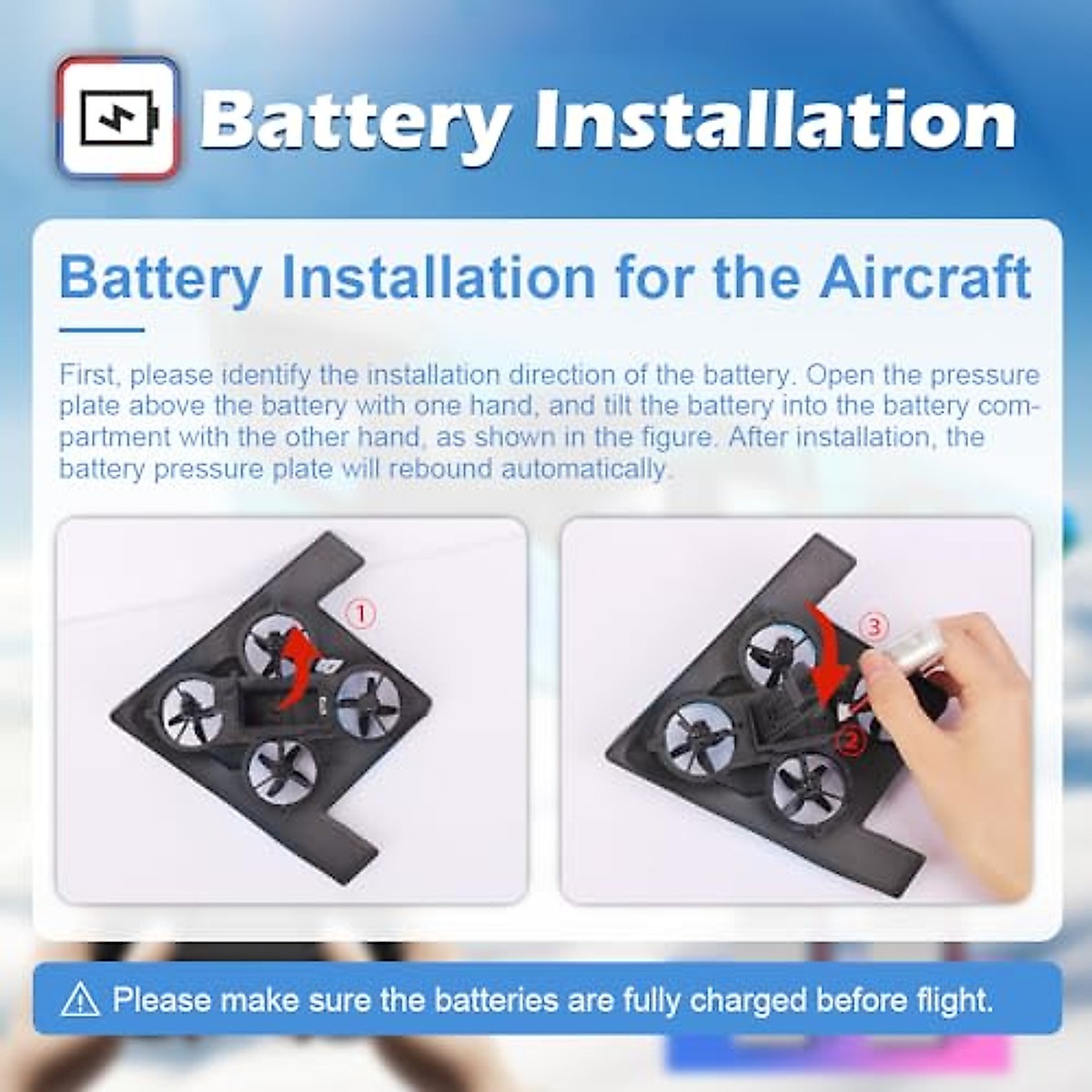 Trulloyoo Remote Control Drone for Beginners，RC Quadcopter Aircraft for Adults & Kids, B21 Fighter 2.4GHz 4-Channel Stunt Planes Airplane Toys with LED Lights, Birthday Boys Girls (Blue)