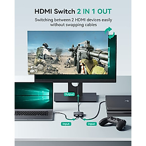 GANA HDMI 2.1 Switch, 8K HDMI Switcher Splitter Bi-Directional 2 in 1 Out, 4K@120Hz,8K@60Hz, 48Gbps Aluminum Ultra HD HDMI Hub Compatible with PS5/4,Xbox,Roku,Apple TV,Fire Stick
