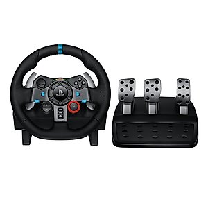 Logitech G29 Driving Force Racing Wheel and Floor Pedals, Real Force Feedback, Stainless Steel Paddle Shifters, Leather Steering Wheel Cover, Adjustable Floor Pedals, UK-Plug, PS4/PS3/PC/Mac – Black