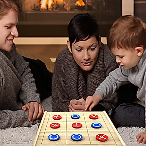 4 in 1 Board Game, Include Fast Hockey Table Game, Tic Tac Toe, Checkers Game,Slingshot Chess,Set for All Age