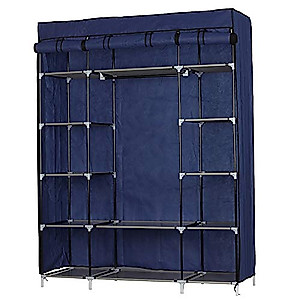 Portable Closet Clothing Wardrobe 5-Layer Nonwoven Wardrobe Double Bar Storage