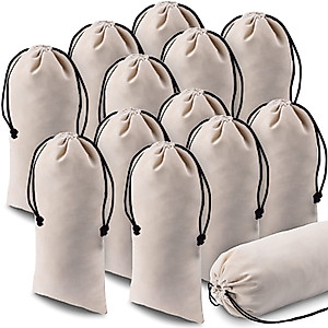 12 Pcs Shoe Dust Bags Beige Duster Flannel Single Shoe Pouch with Drawstring Closure Washable Breathable Shoe Covers for Travel Home Luggage Handbags, 8 x 17 Inches