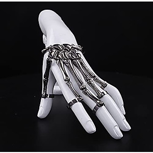 Sither Metal Skeleton Bracelet Halloween Accessories Ghost Claw Gothic Finger Wristband Skull Fingers on Party (black)
