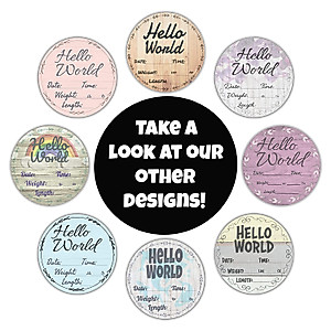 Hello World Newborn Baby Announcement Sign Shower Gift Birth Stats Hospital Photo Props Gender Reveal Girl Boy Neutral Nursery Wall Decor Gifts Baby Book Keepsake Each Sign Measures 6x6x.125