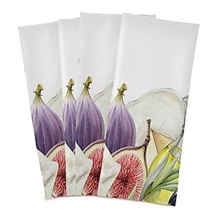 Cheese Grapes Kitchen Towels Wine Fig Olive Dishcloths Set 4 Pack Hand Dish Towel Tea Bar Towels 18 x 28 in Cleaning Cloths Soft Absorbent Fast Drying for Cooking Baking
