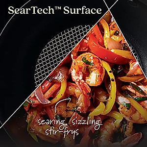 Anolon X SearTech Aluminum Nonstick Cookware Stir Fry Wok with Lid, 10-inch, Super Dark Gray