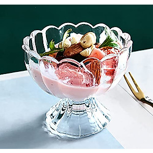 Lawei 6 Pack Glass Dessert Bowls - 5 Oz Glass Ice Cream Cups Mini Trifle Footed Dessert Bowls for Dessert, Sundae, Ice Cream, Salad, Cocktail, Condiment, Trifle