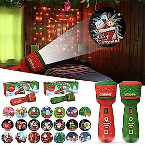 MONEYN Slide Projector Torch Projection Light, Christmas Day Children's Light Projector Fun Lighting Flashlight, Kids Toddler Fun Cognition Bedtime Education Projection Light (Random Color 1pcs)