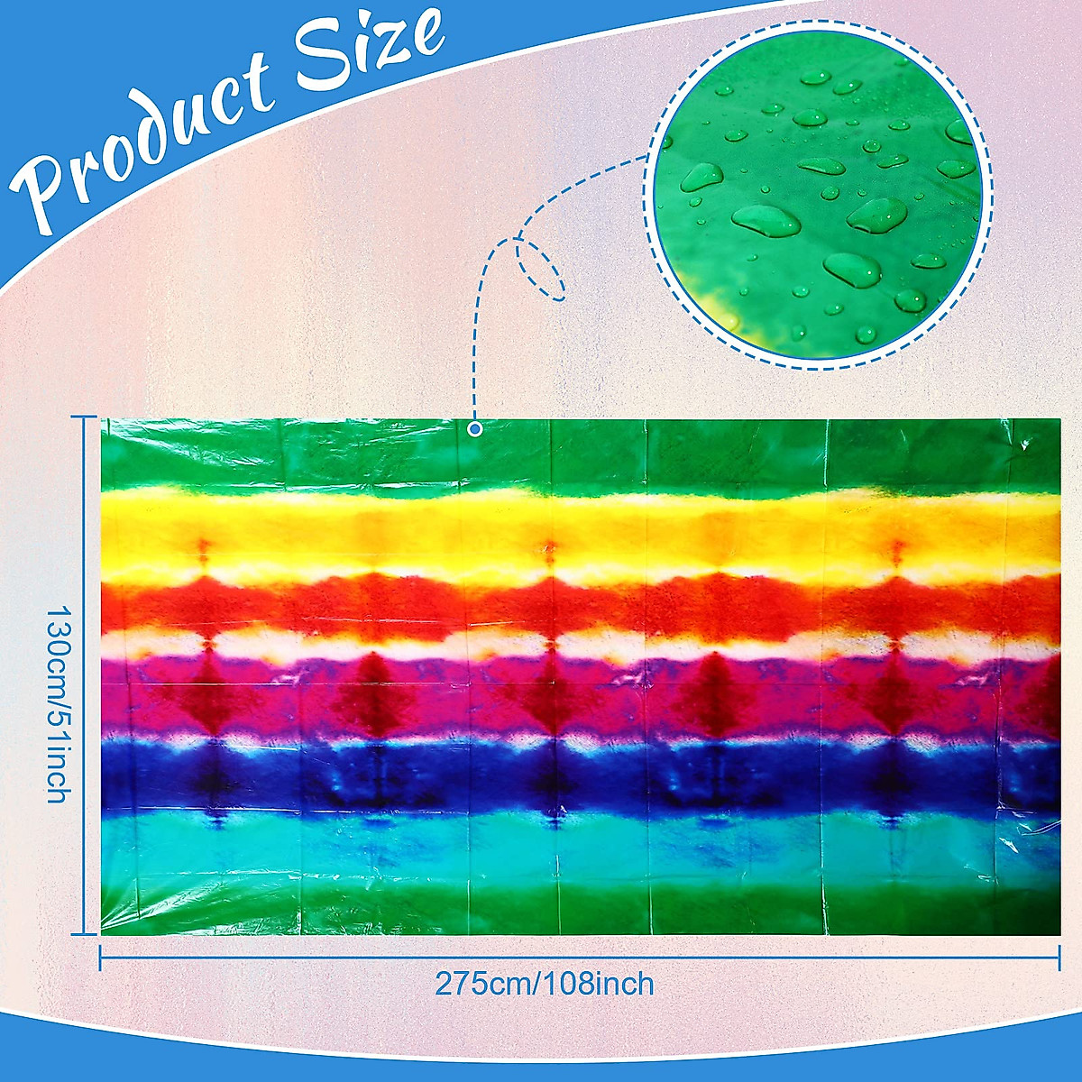 32 Pcs Tie Dye Groovy 60's Party Decorations Hippie Party Supplies Tablecloth Backdrop Include Foil Swirl Decorations Tie Dye Tablecloth and Peace Sign Hippie Backdrop Retro Party Birthday Decorations