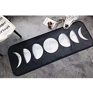 MorroMorn Black and White Runner Mat Throw Rug Bohemian Trendy, Non Skid Machine Washable Water-Absorbent - 20x60 inches (Moon)