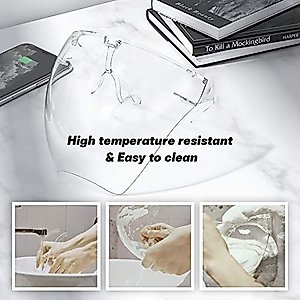 Wattne 【Two Pack】 Safety Face Shield, Clear Full Face Shields with Frame Detachable Protective Reusable Goggle Shield Anti-spitting Fog & Scratch Resistant Suitable for Indoor and Outdoor Activities