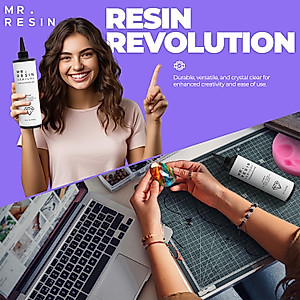 UV Resin - Mr. Resin 1kg Crystal Clear UV Epoxy Resin for Crafts, Jewelry Making, Keychains, Molds, Doming, Rock Painting - Fast Curing with UV Lamp, LED, and Sunlight