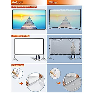 Projector Screen and Stand - Velcolt Portable Video Projection Screen 120 inch, 16:9 4K HD Rear Front Foldable Outdoor Movie Screen with Carry Bag for Indoor Outdoor Home Theater Backyard Camping