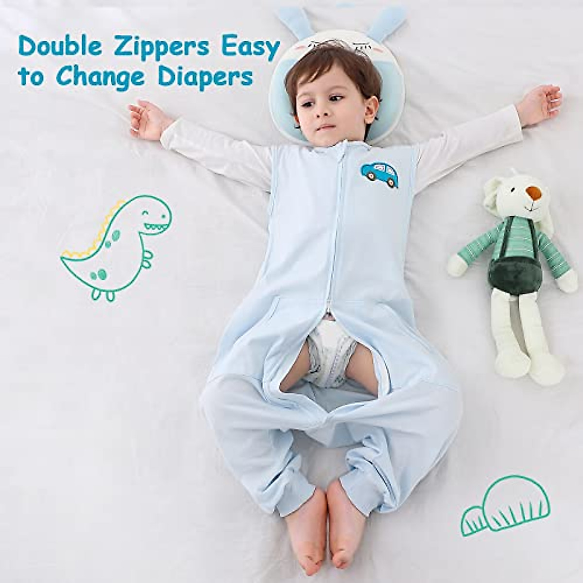 HOMEAL Toddler Sleeping Bag with Legs,Wearable Blanket ,Weighted Sleep Sack Baby 6months-5T, S-XL (Blue, 2T-3T)