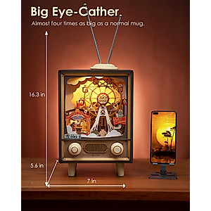 Rolife 3D Wooden Puzzles for Adults DIY Book Nook Kit 16" Ferris Wheel Music Box Model Building Set with LED Crafts for Adults Gifts for Girls Boys (Sunset Carnival)