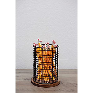 Emerson Ergonomics Wood and Metal Kitchen Utensil Holder Desk Organizer Multi-Purpose Counter Organizer