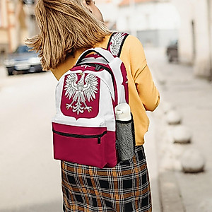 Polish Flag Eagle Travel Laptop Backpack Casual Daypack with Mesh Side Pockets for Book Shopping Work