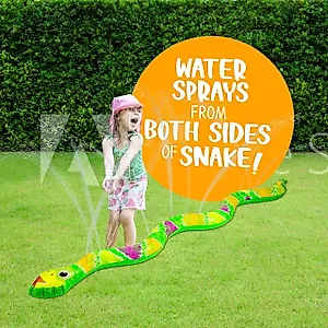 Splashin'kids Outdoor Snake Sprinkler Summer Blast Toddler Water Toys for Children Infants Boys Girls and Kids Perfect Outside Inflatable Water Park for Backyard Fun