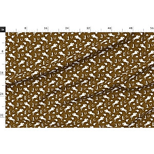 Spoonflower Fabric - Equestrian Brown White Horse Horses Wild Sketch Printed on Polartec(R) Fleece Fabric Fat Quarter - Sewing Blankets Loungewear and No-Sew Projects