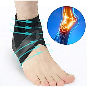 Ankle Brace Support Sleeves, 1 Pair Adjustable Elastic Sports Ankle Brace Sleeves, Ankle Fixation Bandage for Relieve Pain Exercise Arthritis Metatarsal Fasciitis Arch Support Basketball (L)