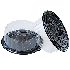 EWAFILU 5pcs 10Inch Round Cake Pies Carriers Plastic Disposable Cake Containers with Dome Lids Clear Bundt Cake Boxes
