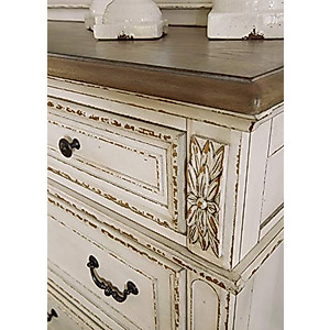 Signature Design by Ashley Realyn French Country 7 Drawer Two Tone Dresser, Chipped White
