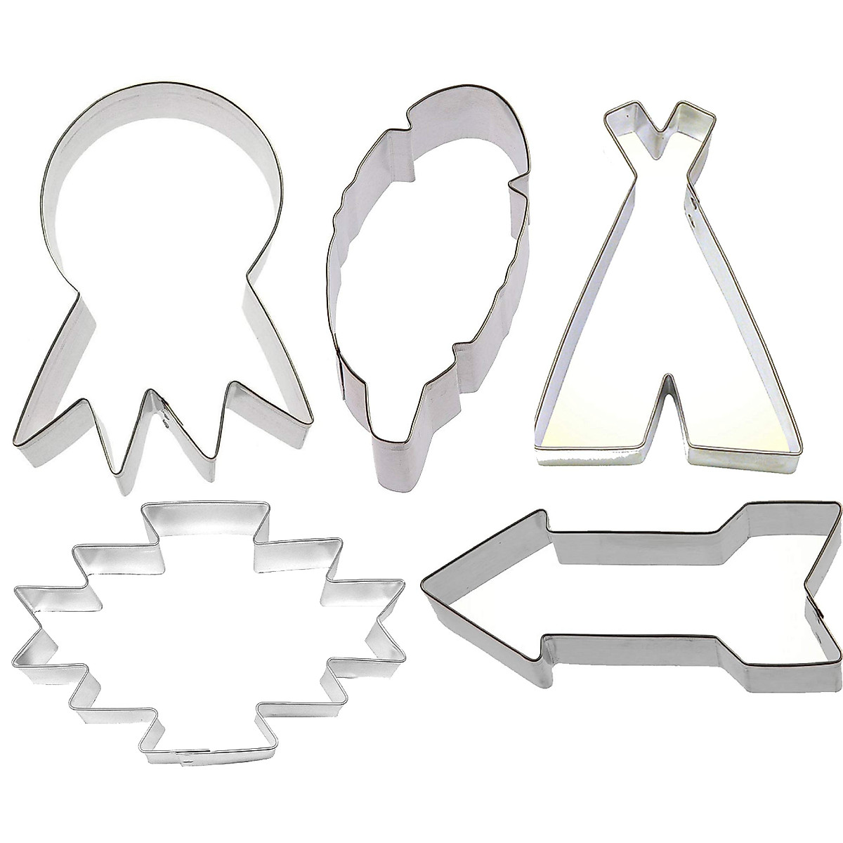Native Dream Catcher Cookie Cutter 5 Piece Set from The Cookie Cutter Shop - TeePee, Feather, Dream Catcher, Boho Plaque, Arrow Cookie Cutters - Tin Plated Steel Cookie Cutters