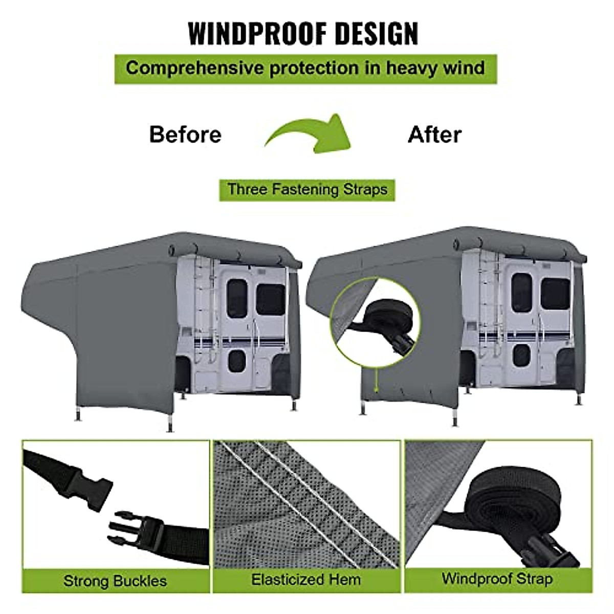 VEVOR RV Cover, 10'-12' Travel Trailer RV Cover, Windproof RV & Trailer Cover, Extra-Thick 4 Layers Durable Camper Cover, Waterproof Ripstop Anti-UV for RV Motorhome with Adhesive Patch & Storage Bag