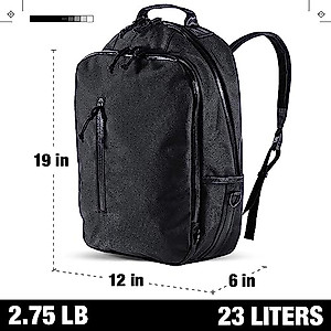 DEFY Bucktown Waxed Canvas Backpack | 23 Liter Utility Backpack For Men | Professional Work Bag w/ 17 Inch Laptop Sleeve | Premium Tech Backpack | Water Repellent Travel & Commuter Pack (Black)