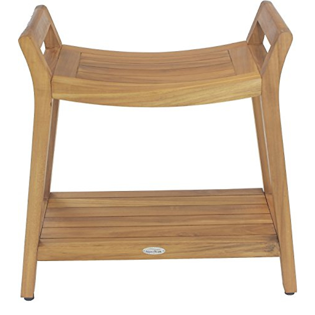 AquaTeak Patented Asia Ascend Teak Shower Bench with Elevated Height and Shelf