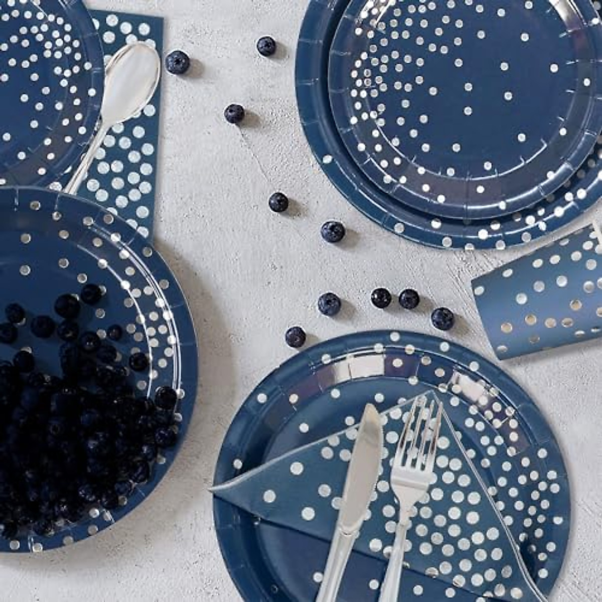 175Pcs Blue and Silver Party Decorations - Blue Plates and Napkins Party Supplies, Blue Silver Plates Severs 25, Blue Disposable Plates for Birthday Party Baby Shower Decorations