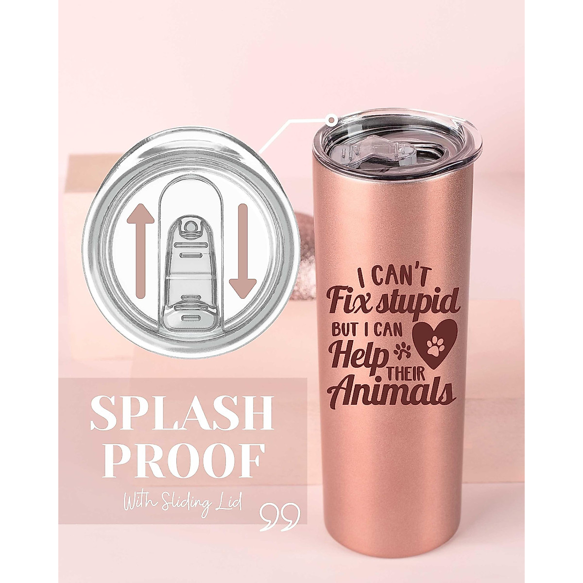 Onebttl Vet Tech Gifts for Wowen, Gifts for Veterinary Technologists on Vet Tech Week, Birthday and Christmas, 20oz Insulated Stainless Steel Tumbler - Help Their Animals