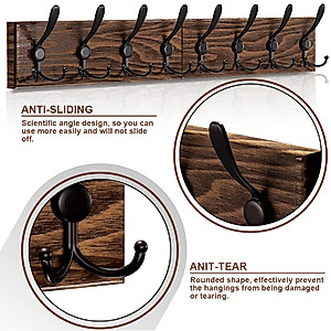 U-Chain Coat Rack Wall Mount - Wooden Wall Coat Rack with 8 Tri Metal Hooks for Hanging Coats, Backpacks and etc. 28 Inch Coat Hooks Wall Mounted for Mudroom Farmhouse Entryway.