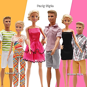 EuTengHao 30Pcs Doll Clothes and Accessories for 12 inch Boy and Girl Doll Includes 12 Set Wear Clothes Jeans and Wedding Dresses Tandem Bike Glasses Dog Bag and Colorful Balloons for 12 Inch Dolls