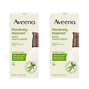 Aveeno Positively Radiant Daily Moisturizer with SPF 15, 2 x 120 ml (2 x 4 oz)