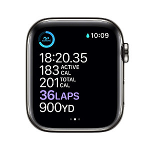 Apple Watch Series 6 (GPS + Cellular, 44mm) - Graphite Stainless Steel Case with Black Sport Band (Renewed)