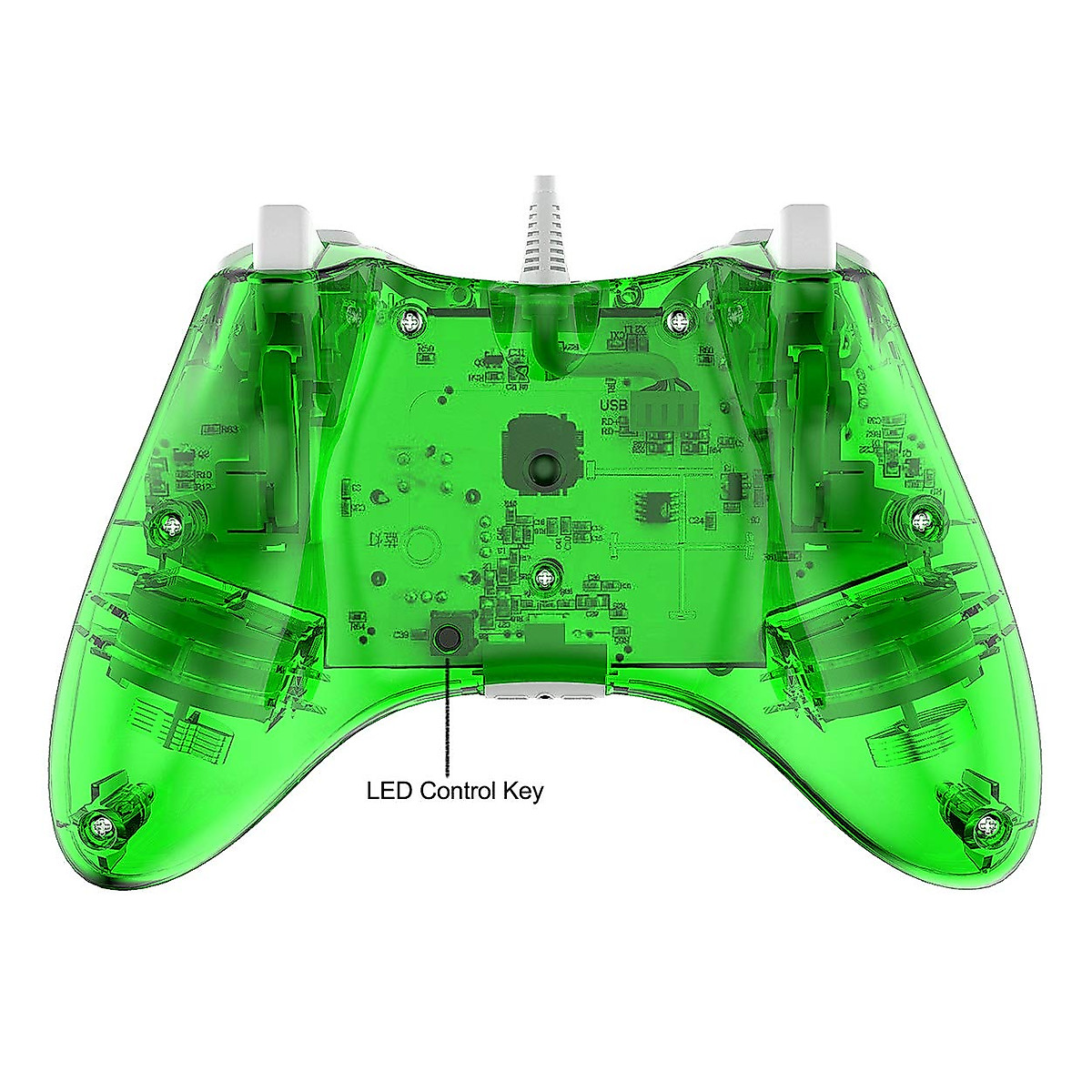 Wired 360 Controller Dual Vibrator Wired Gamepad Gaming Joypad, Green - PAWHITS