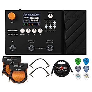 NUX MG-400 Multi Effects Pedal Bundle with 2 MXR Instrument Cables, 2 Patch Cables, 3.5mm Aux Cable and 6 Dunlop Picks