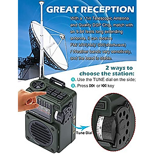 ZHIWHIS Shortwave Radio, Bluetooth Speakers with Sleep Timer, Weather AM FM SW Radios with NOAA Alerts, Retro Analog Tuner with Preset, Rechargeable MP3 Player with 6 EQ Support MicroSD Card ZWS-700