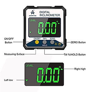Magnetic Digital Angle Finder Protractor Inclinometer- Digital Inclinometer -Fast & Stable Measurement Tool with Magnetic Base and Backlit Display
