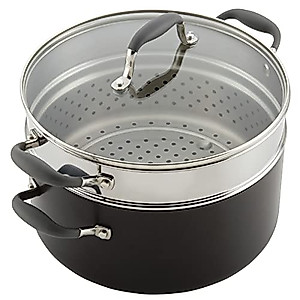Anolon Advanced Hard-Anodized Dutch Oven Multipurpose Steamer Set, 8.5-Quart, Graphite