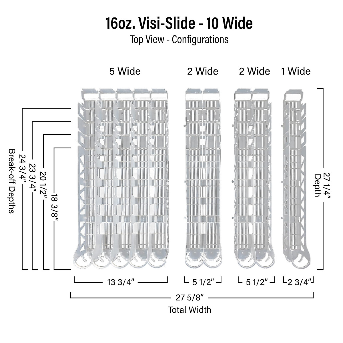 Visi-Slide 14/16oz Soda Beverage Dispenser - Gravity Fed Glide for Angled Shelves for Coolers, Commercial Refrigerators, Cold Vaults (Pack of 2)Drink Dispenser and Organizer for Cans, Bottles and More