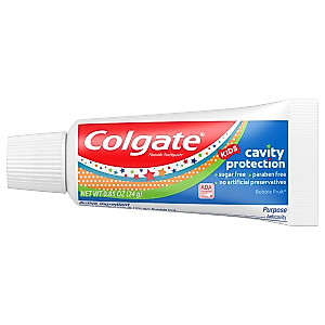 Colgate Dinosaur Toothbrush for Children with Suction Cup, Kids 2-5 Years Old, Extra Soft - 2 Coun & Kids Cavity Protection Fluoride Toothpaste, Bubble Fruit Flavor, 0.85oz - Pack 2