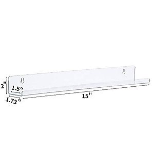 TOOGM 6 Pack 72-88 Bottles Clear Acrylic Shelf Nail Polish Rack Salon Hanging Wall Display Storage Rack,6 pcs Acrylic Floating Wall Mount Ledges Mounted Organizer Makeup Shelves,Clear