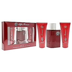 Alfa Romeo Alfa Romeo Red 4.2 oz EDT Spray, 3.4oz Shower Gel, 3.4oz After Shave Balm Men 3 Pc Gift Set (10034095)