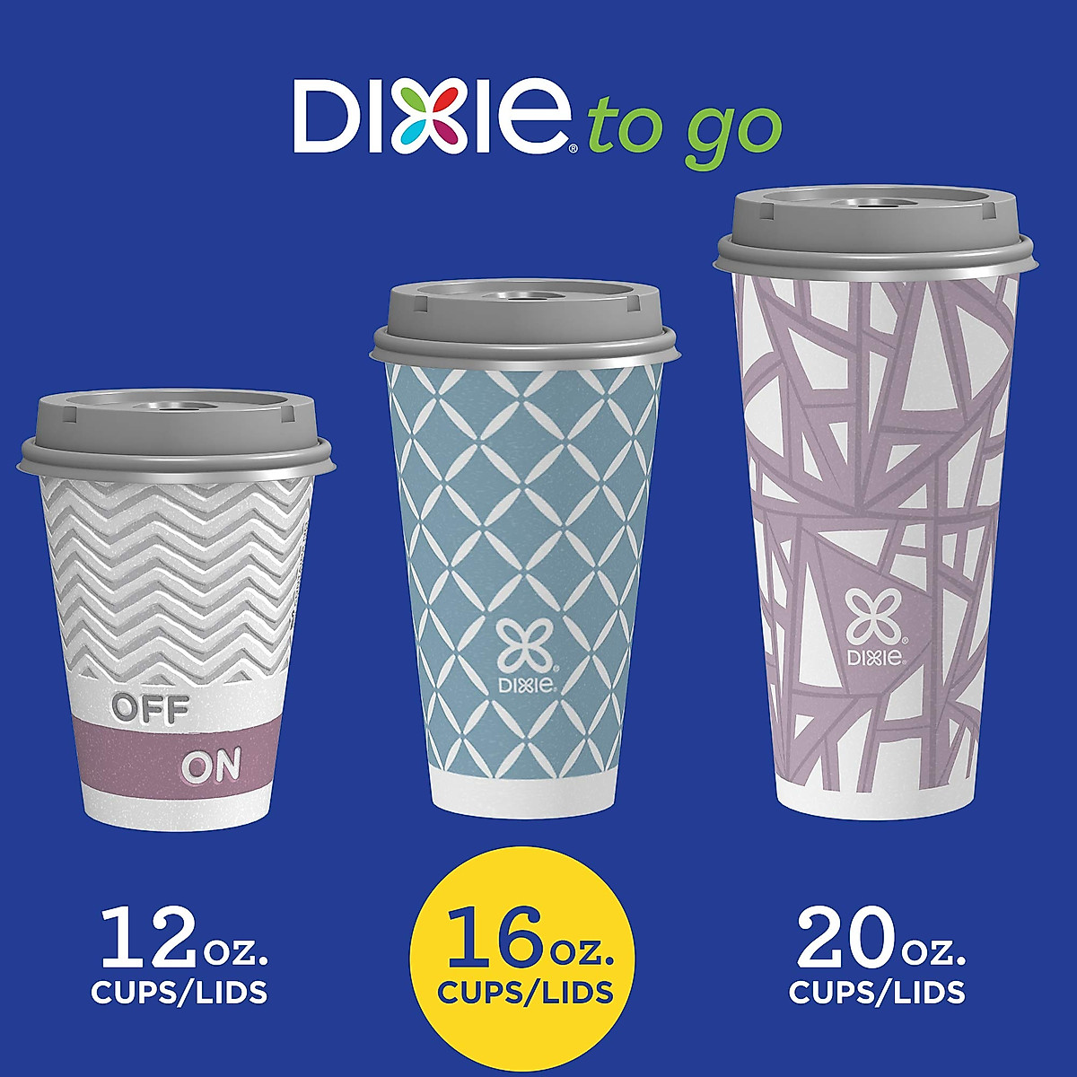 DIXIE To Go Large Paper Coffee Cups With Lids, 16 Oz, 10 Count, Disposable Cups For On-The-Go Hot Beverages