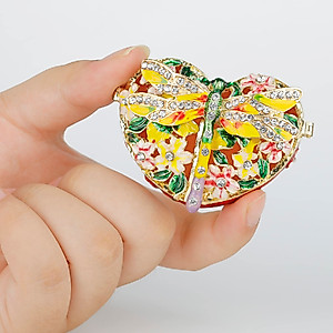 SEVENBEES Bejeweled Dragonfly Figurine Trinket Boxes Hinged Animal Jewelry Boxes for Girls or Women