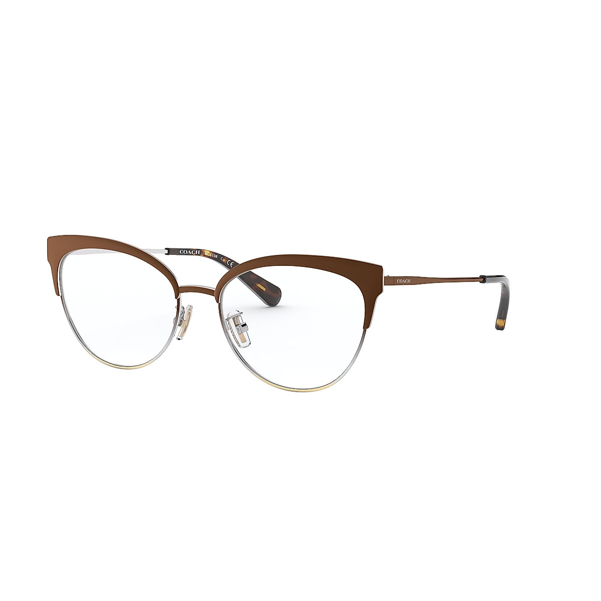 Coach HC5108 Prescription Eyewear Frames, Brown Silver Gold Gradient/Demo Lens, 54 mm