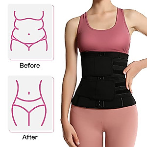 Jueachy Waist Trainer Belt Women Soft Waist Trimmer Sweat Stomach Tummy Wrap Shaper Burning Sweatband Black