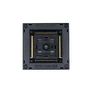 QFP144 Coverless Programming Adapter Socket/Burning Socket/IC Test Socket IC201-1444-026, 144-Pin, 0.5mm Pitch, IC Test Burn-in Socket, Applied to QFP144, TQFP144, FQFP144, PQFP144 Packages.